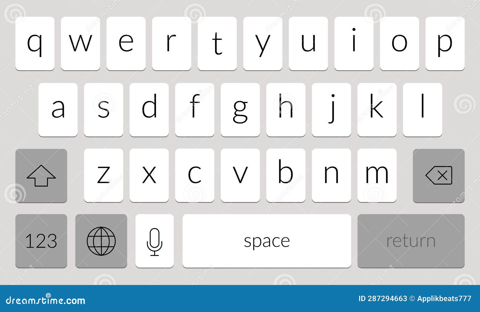 QWERTY Smartphone Keyboard Icon Symbol. Light Mode Keyboard. Black ...