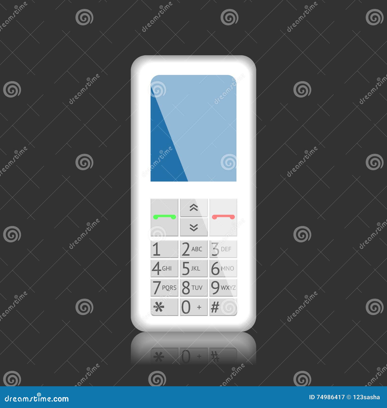 Mobile phone with keys stock vector. Illustration of screen - 74986417