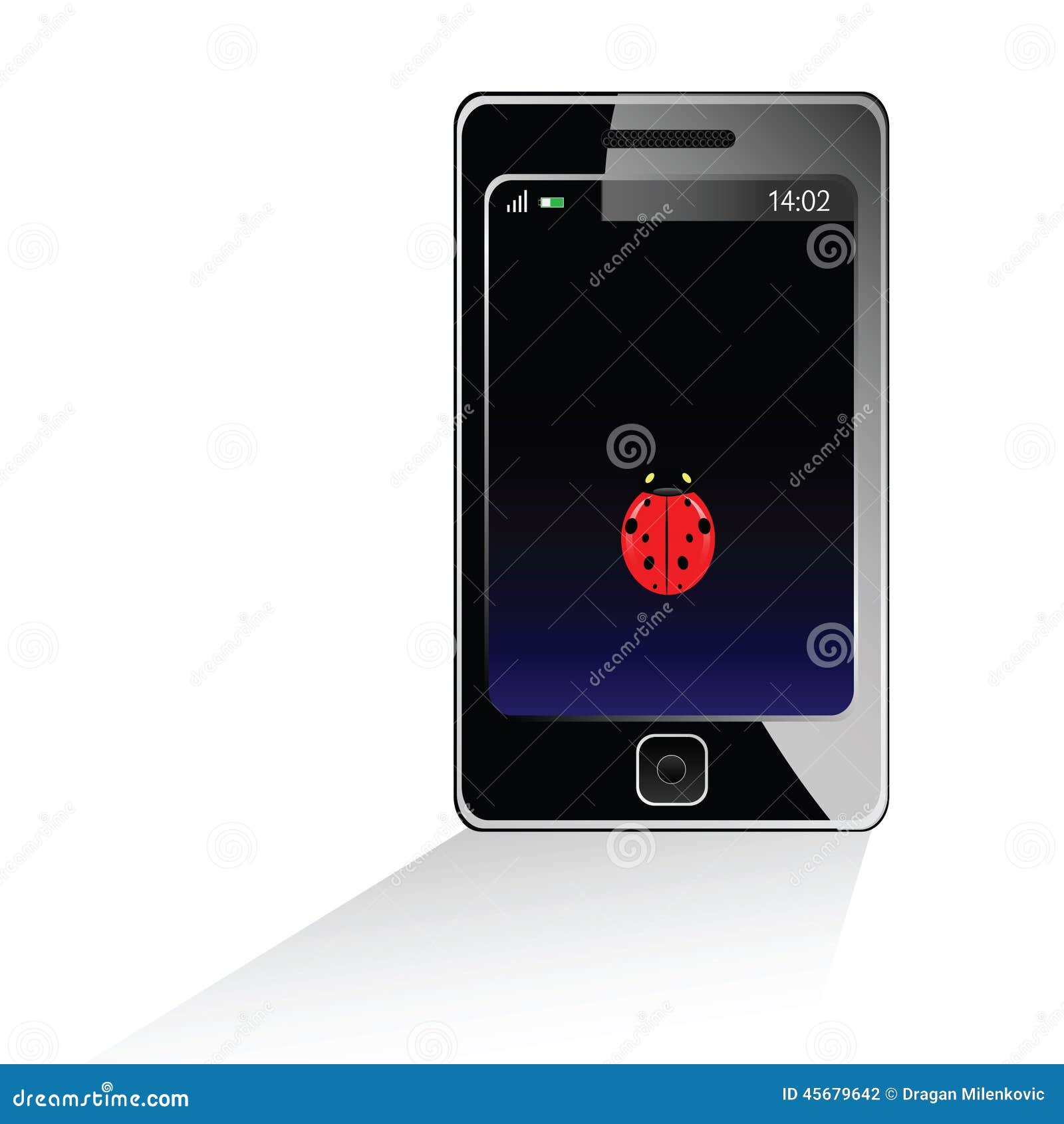 Mobile Phone with Ladybug Illustration Stock Vector - Illustration of ...