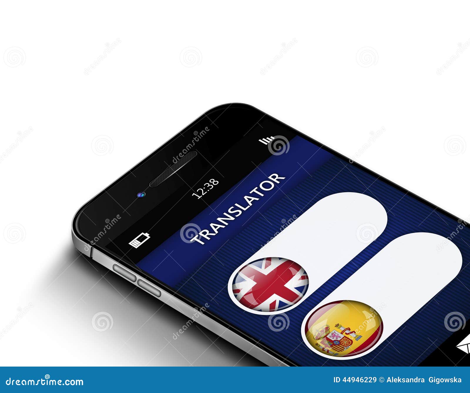 Mobile Phone with Language Translator Application Over White Stock ...