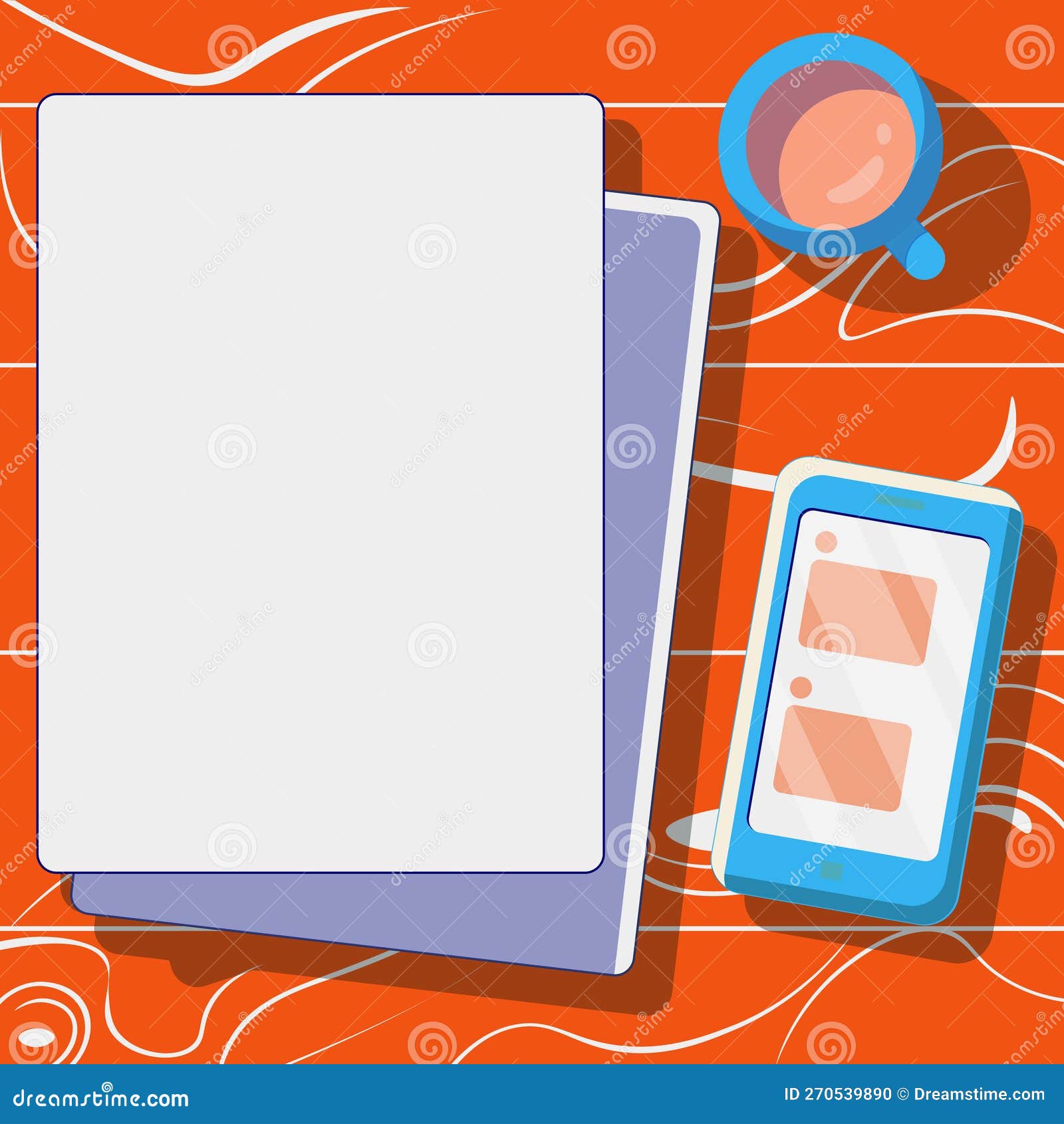 Mobile Phone Laying on Table with Messages on the Screen. Bright Vector ...