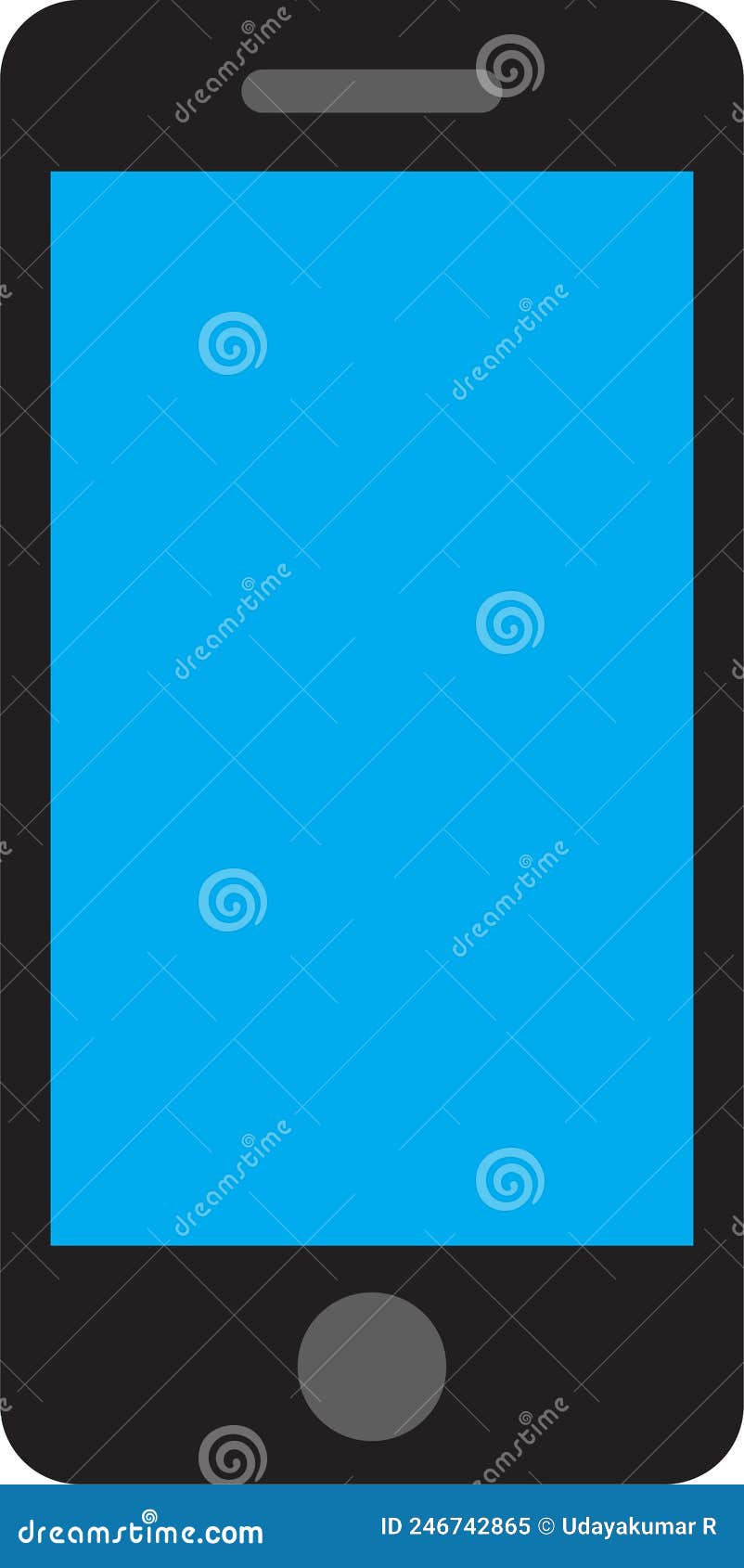 Mobile Phone with a Light Blue Color Screen Stock Vector - Illustration ...