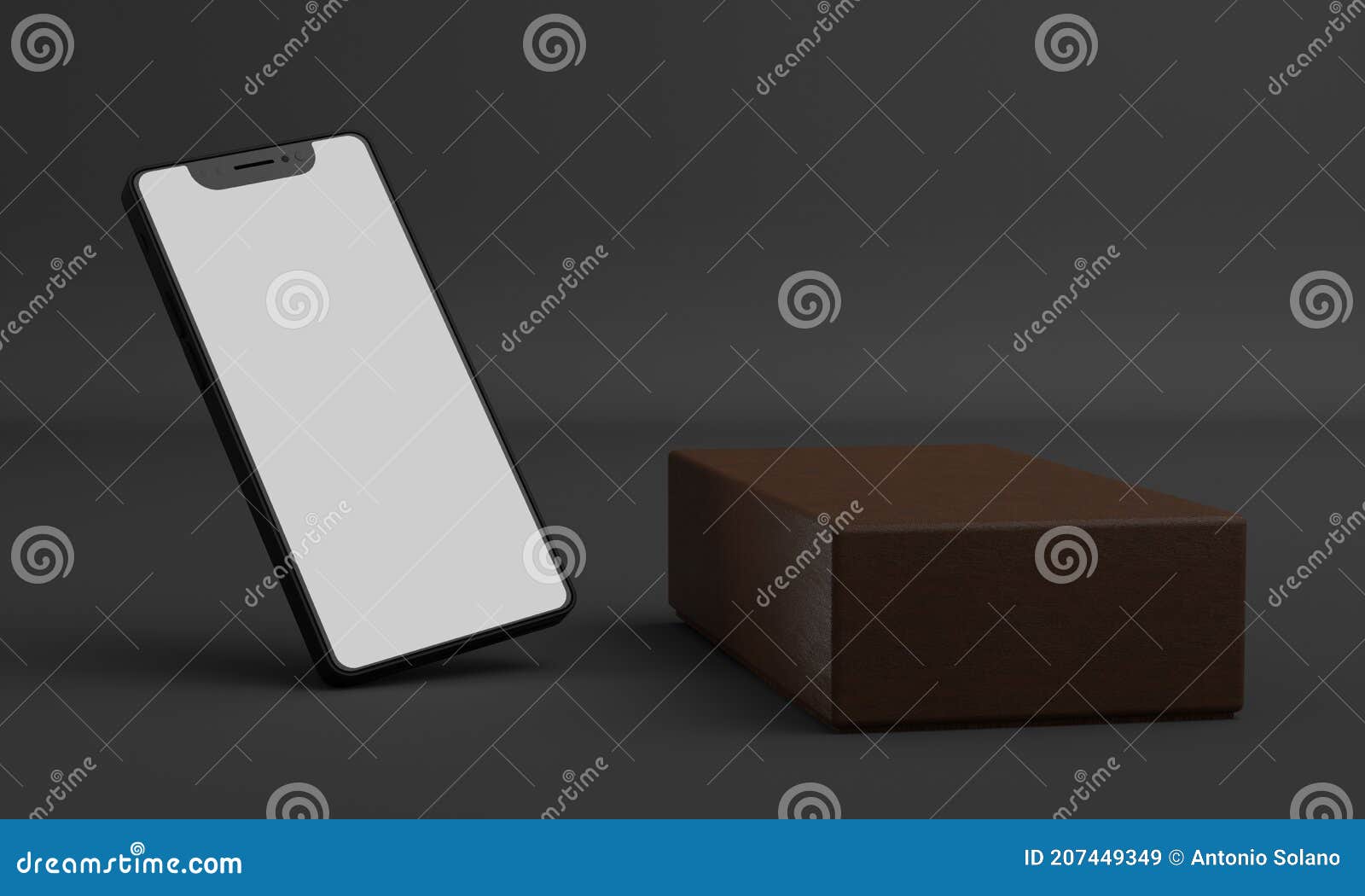 MOBILE PHONE with a LIGHTED SCREEN on a GREY BACKGROUND Stock Image ...