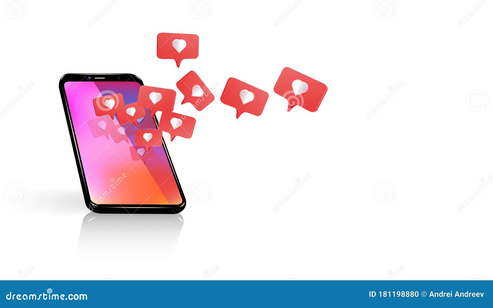 Mobile Phone Likes and Comments 3d Realistic Vector . Stock Vector ...