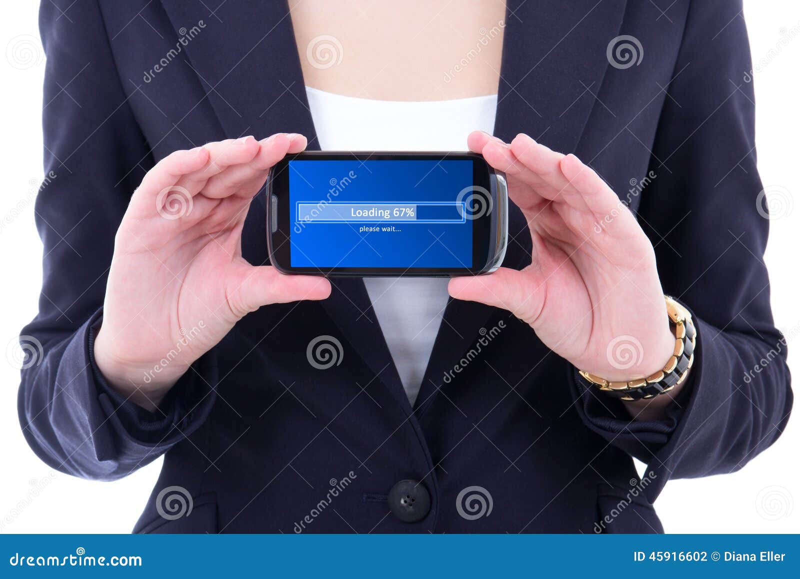 Mobile Phone Loading Something from Internet in Female Hands Stock ...