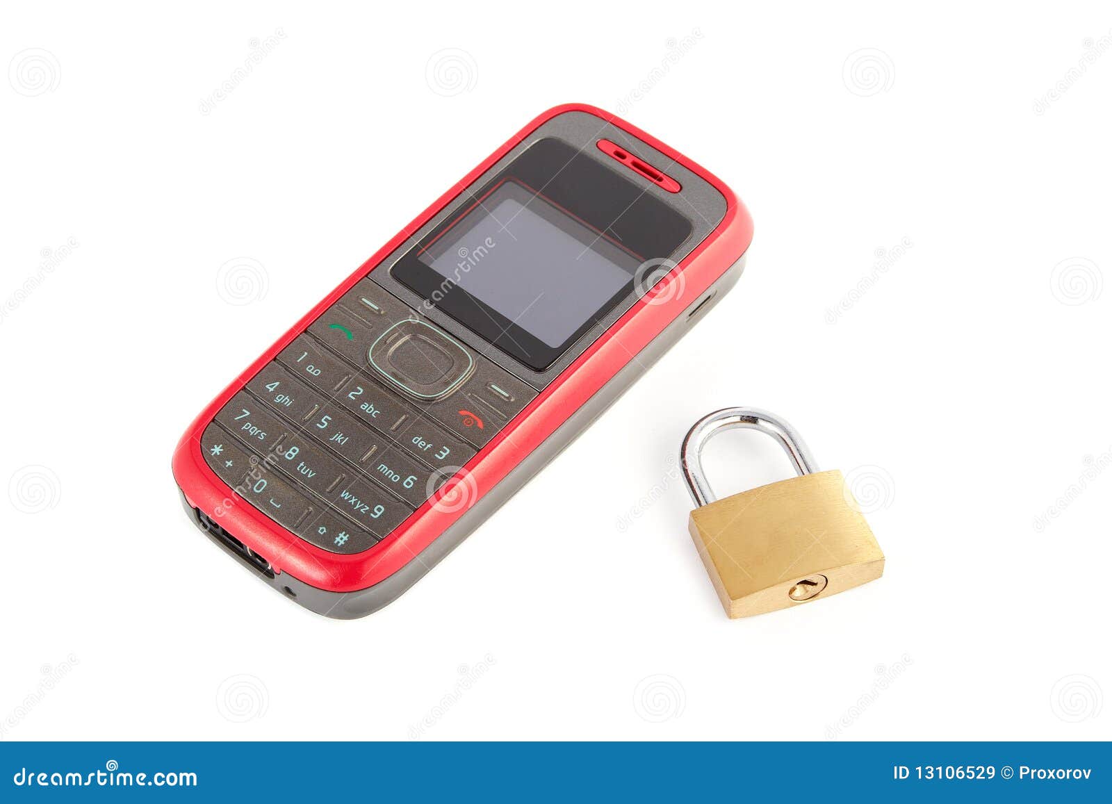 Mobile phone with a lock stock image. Image of global - 13106529
