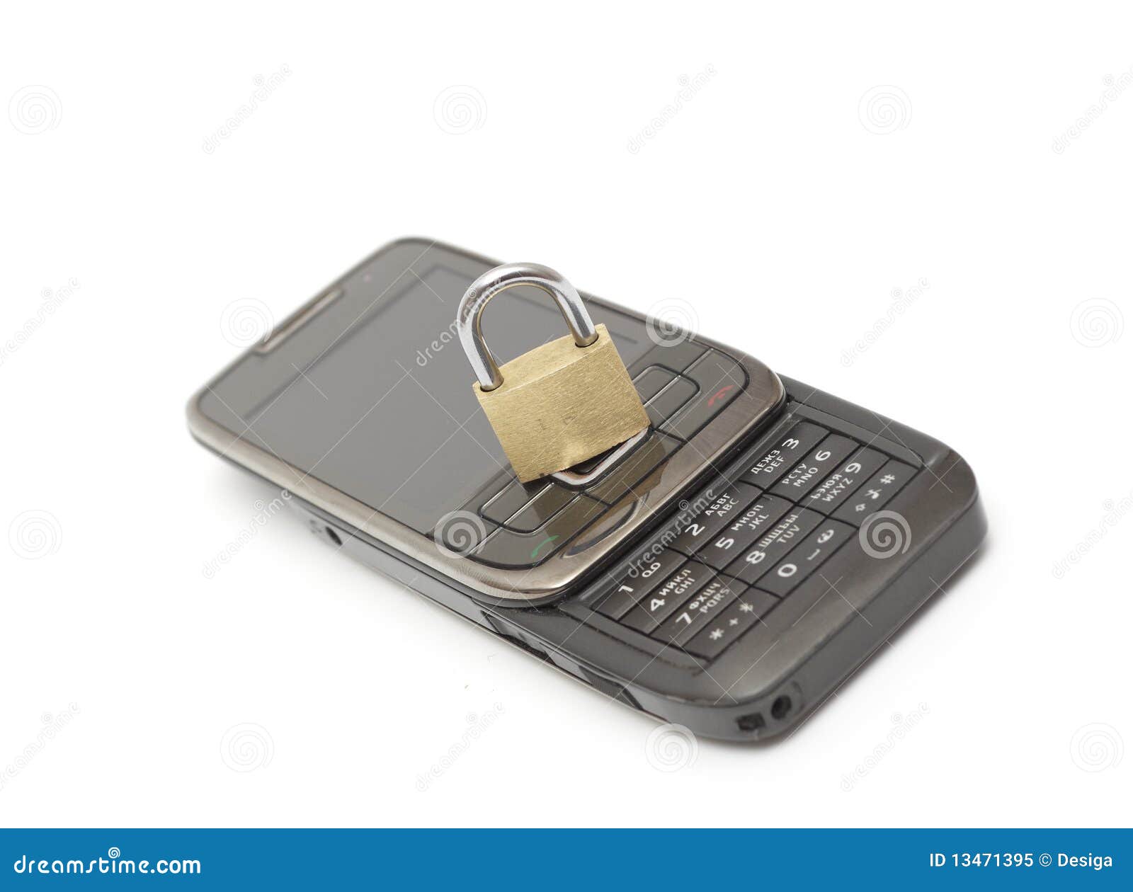 Mobile phone with a lock stock image. Image of isolated - 13471395