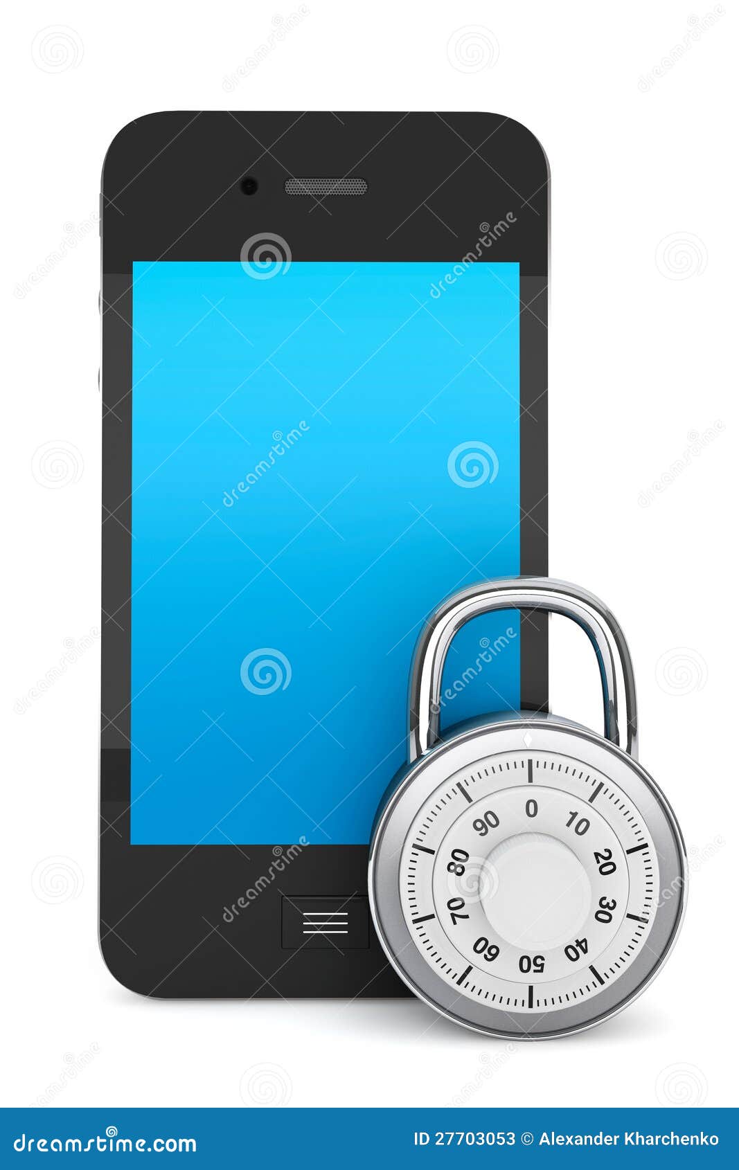 Mobile phone with Lock stock illustration. Illustration of code - 27703053