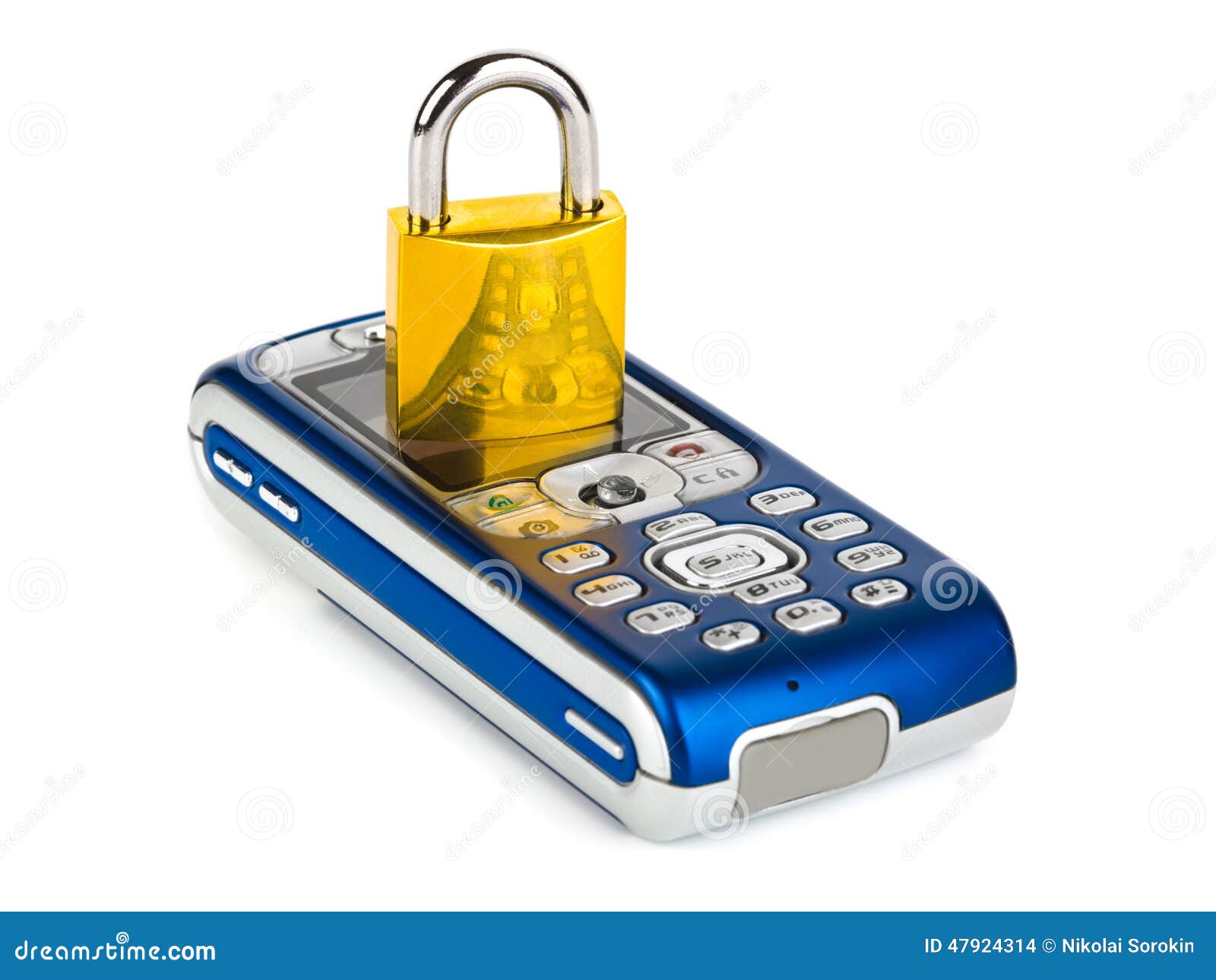 Mobile phone and lock stock photo. Image of mobility - 47924314