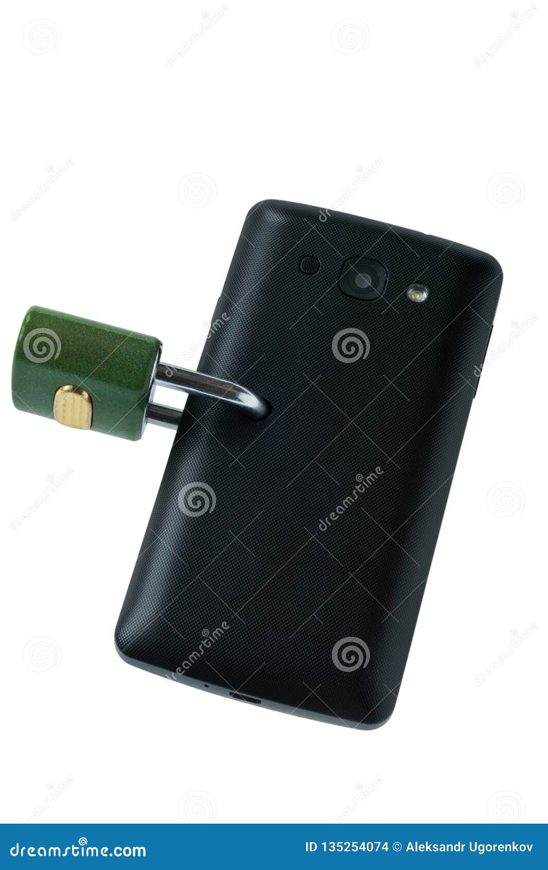 Mobile Phone with Lock Isolated on White Stock Photo - Image of concept ...