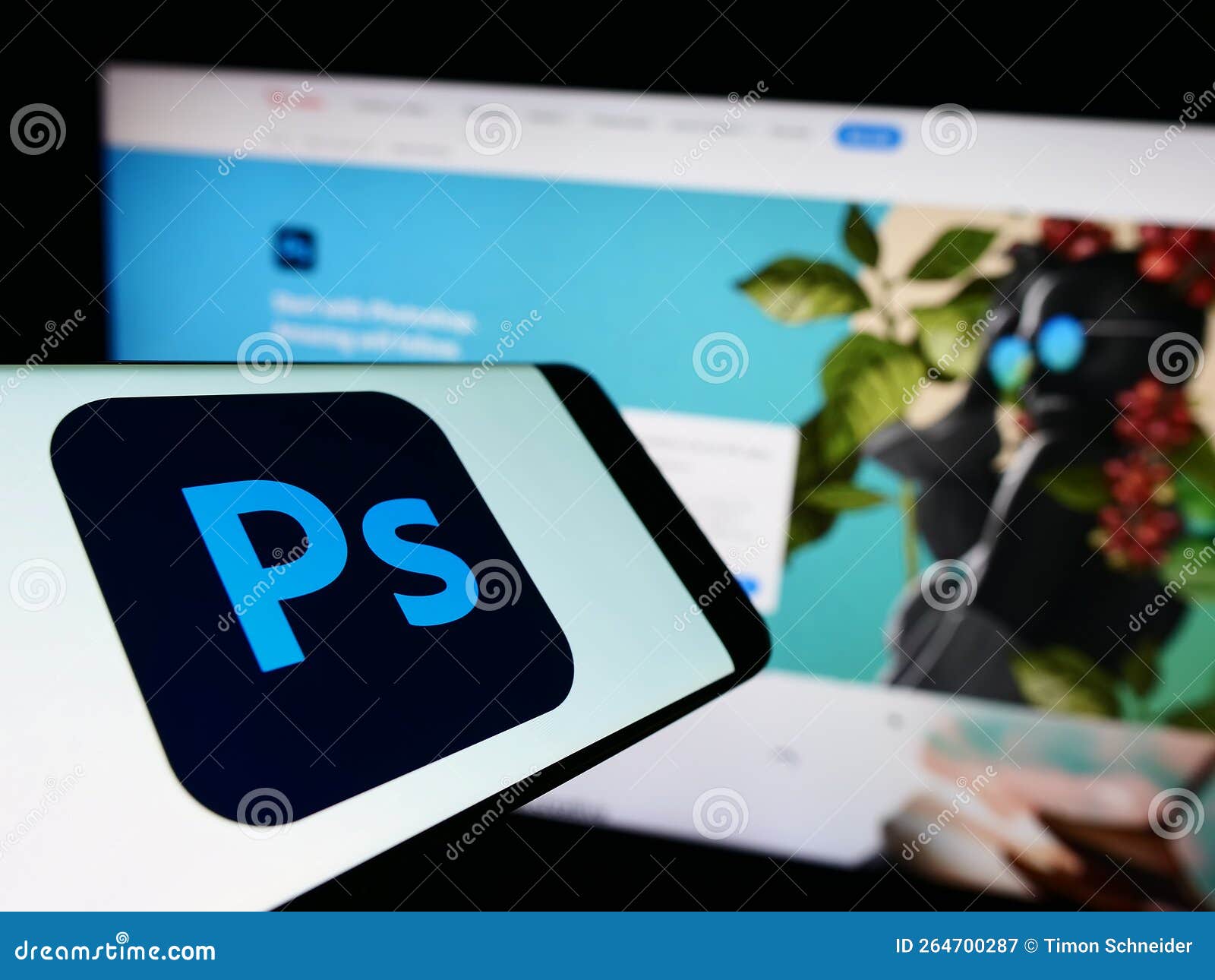 Mobile Phone with Logo of Graphics Editor Software Adobe Photoshop on ...