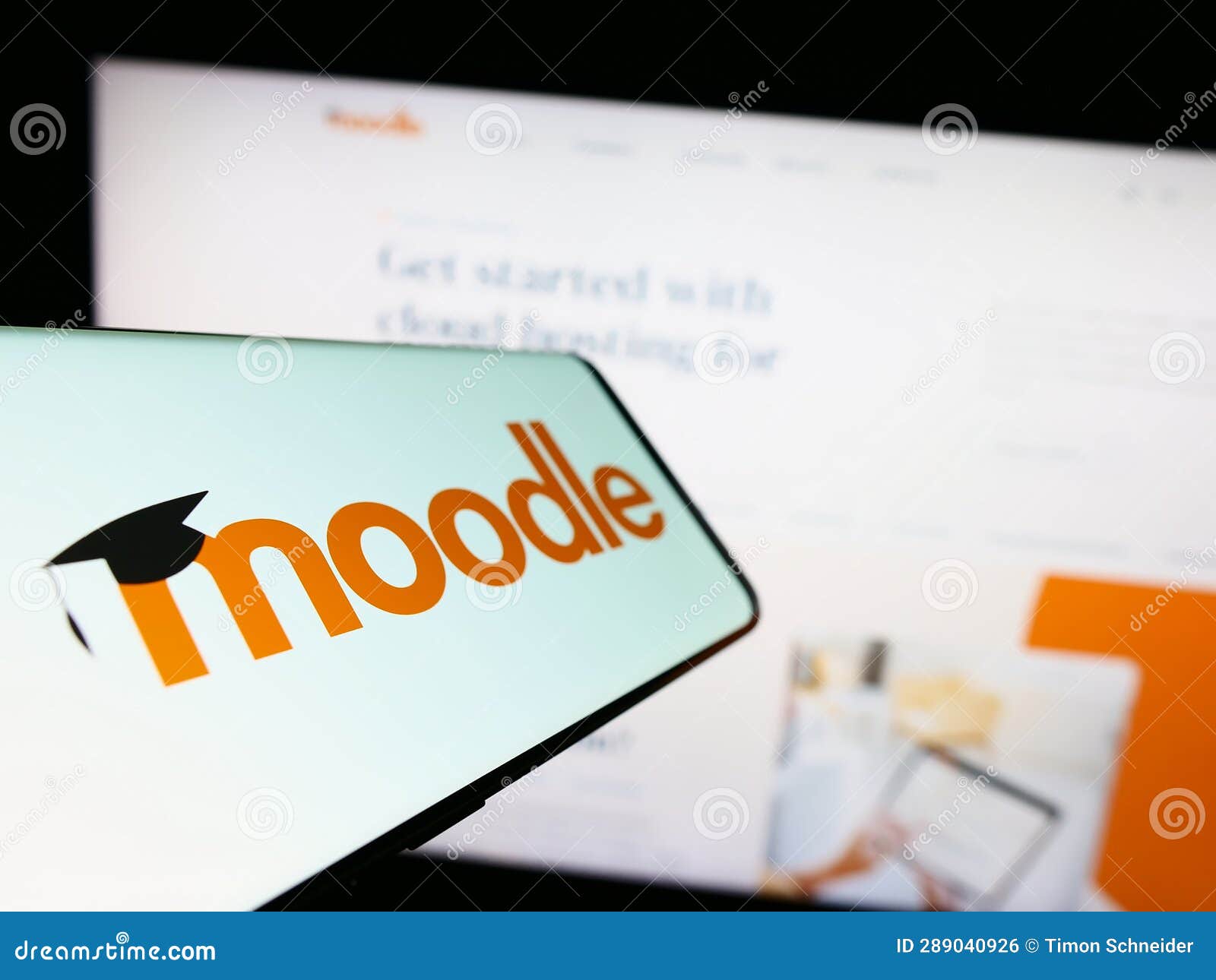Mobile Phone with Logo of Learning Platform Moodle on Screen in Front ...