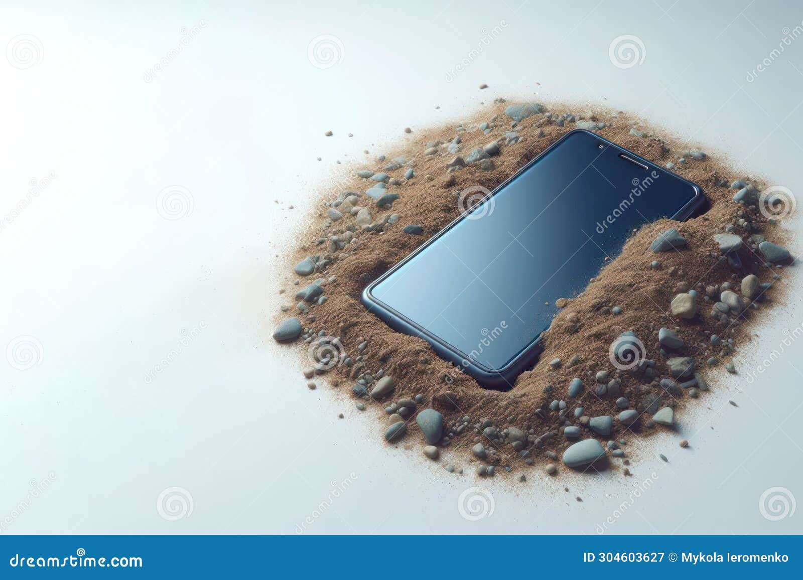Mobile Phone Lying on Dusty Ground. Space for Text. Stock Image - Image ...
