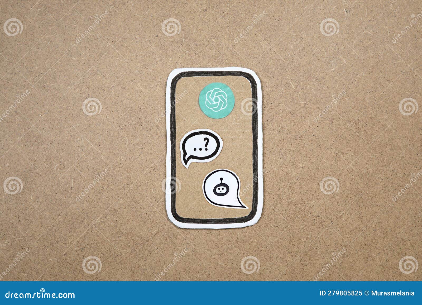 Mobile Phone Made Our of Paper with Bot in the Speech Bubble on the ...