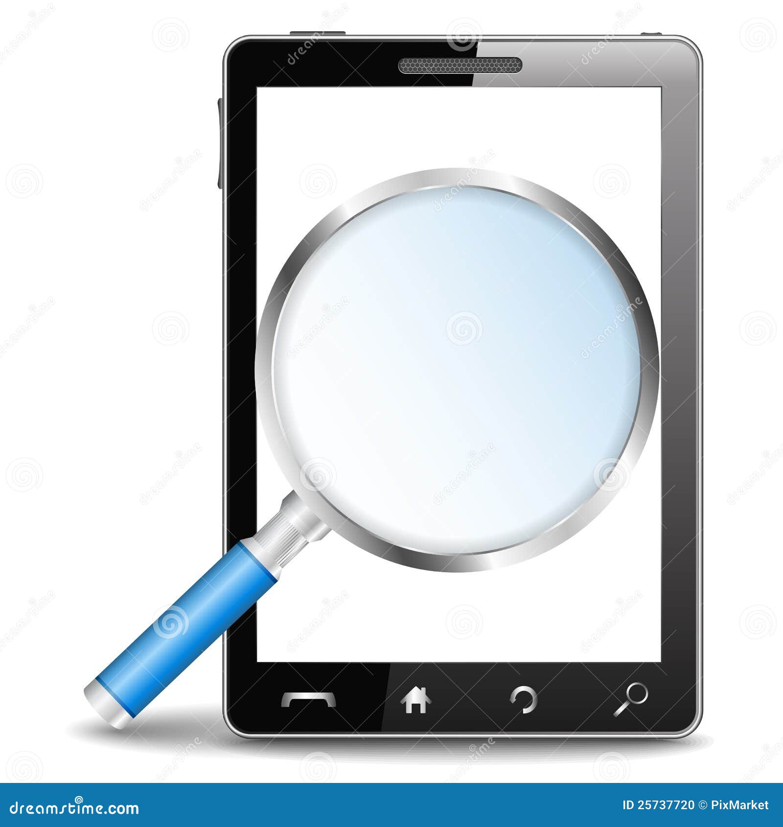 Mobile Phone with Magnifying Glass Stock Vector - Illustration of ...