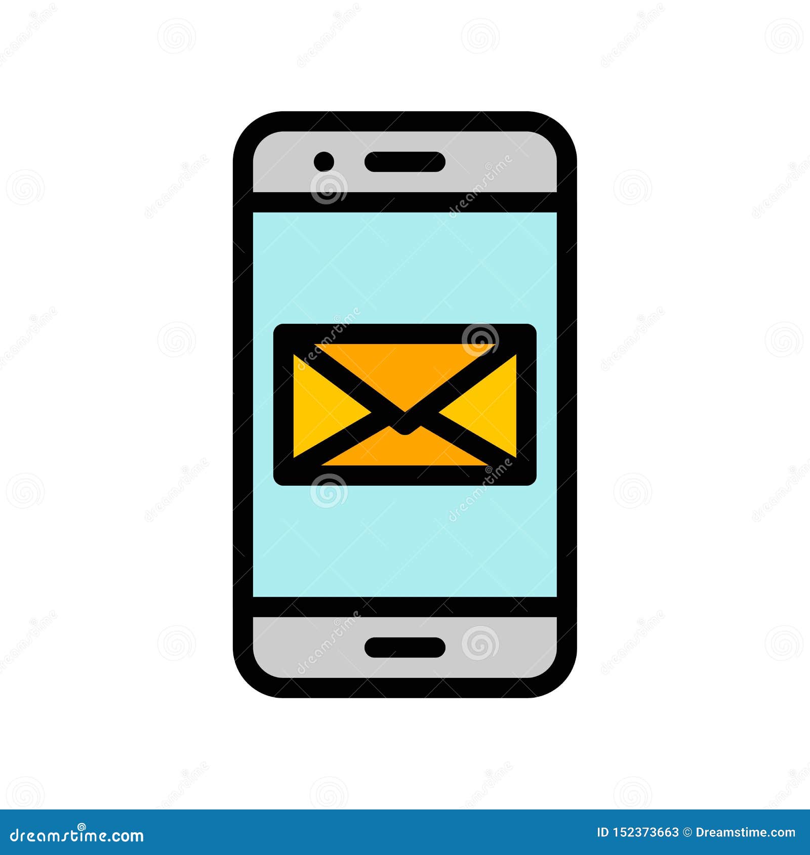 Mobile Phone with Mail Vector, Social Media Filled Editable Stroke Icon ...