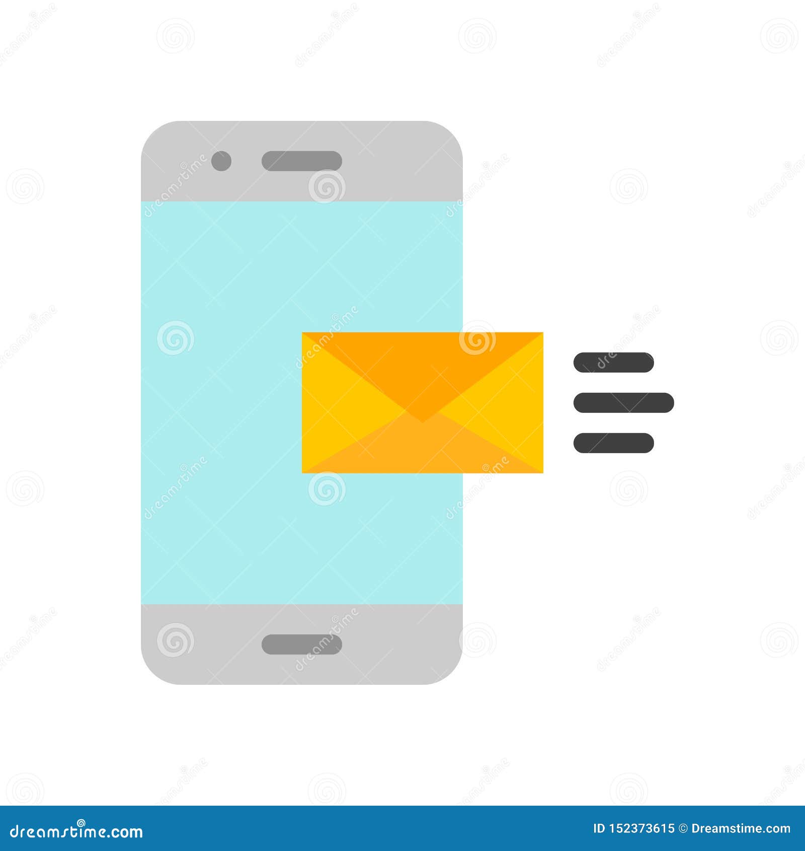 Mobile Phone with Mail Vector, Social Media Flat Style Icon Stock ...