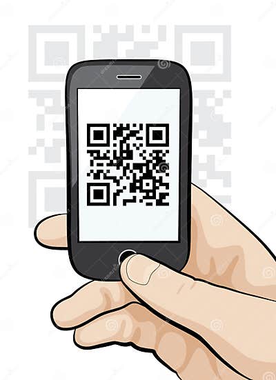 Mobile Phone in Male Hand Scanning Qr Code Stock Vector - Illustration ...