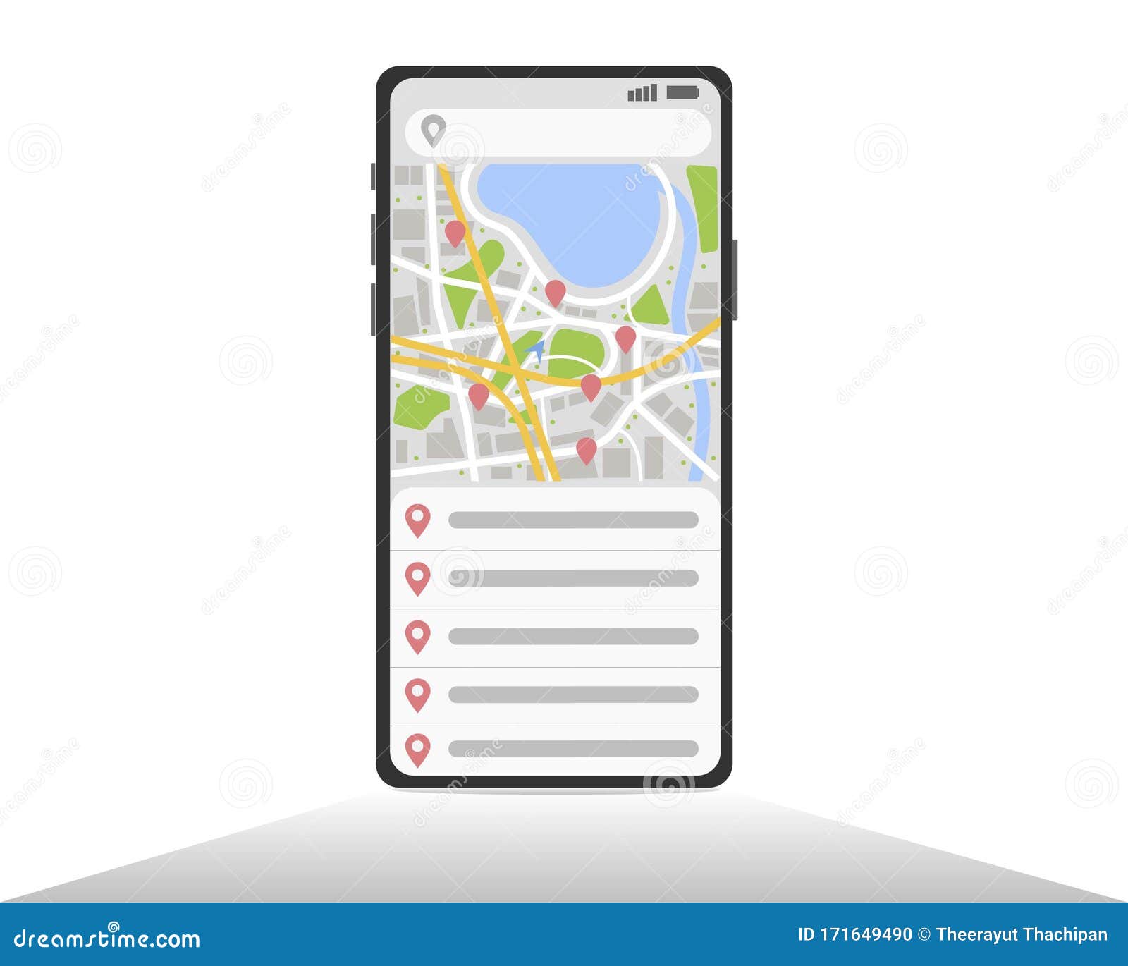 Mobile phone map stock illustration. Illustration of phone - 171649490