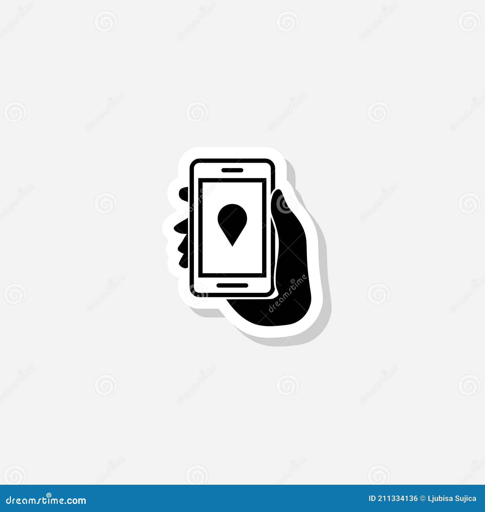 Mobile Phone Map Pin Icon Sticker Stock Vector - Illustration of ...