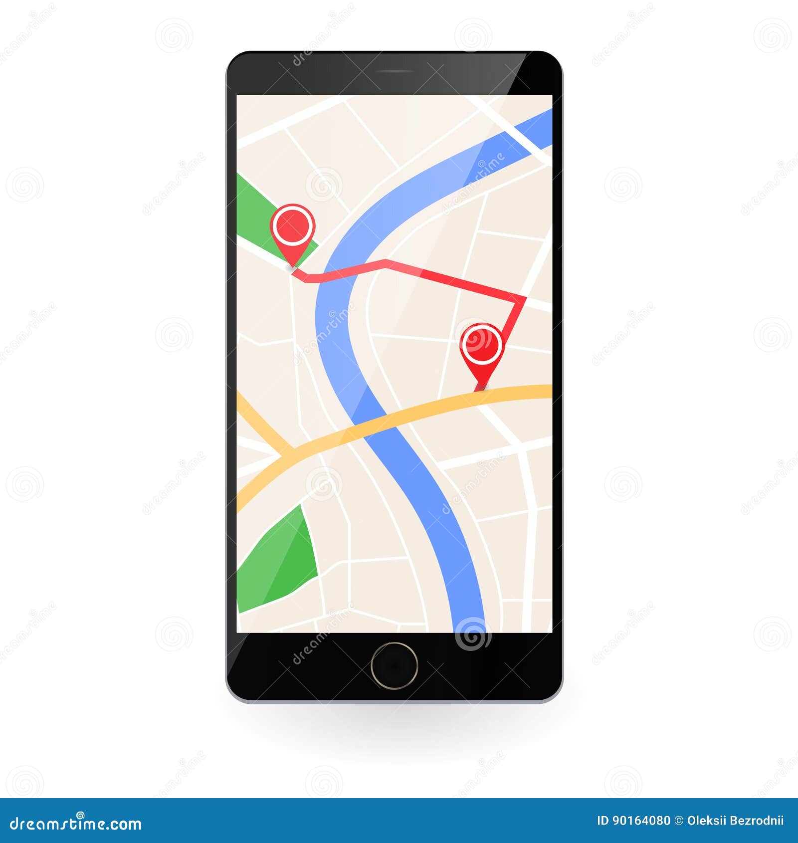 Mobile Phone with Map Plan of City Stock Vector - Illustration of city ...