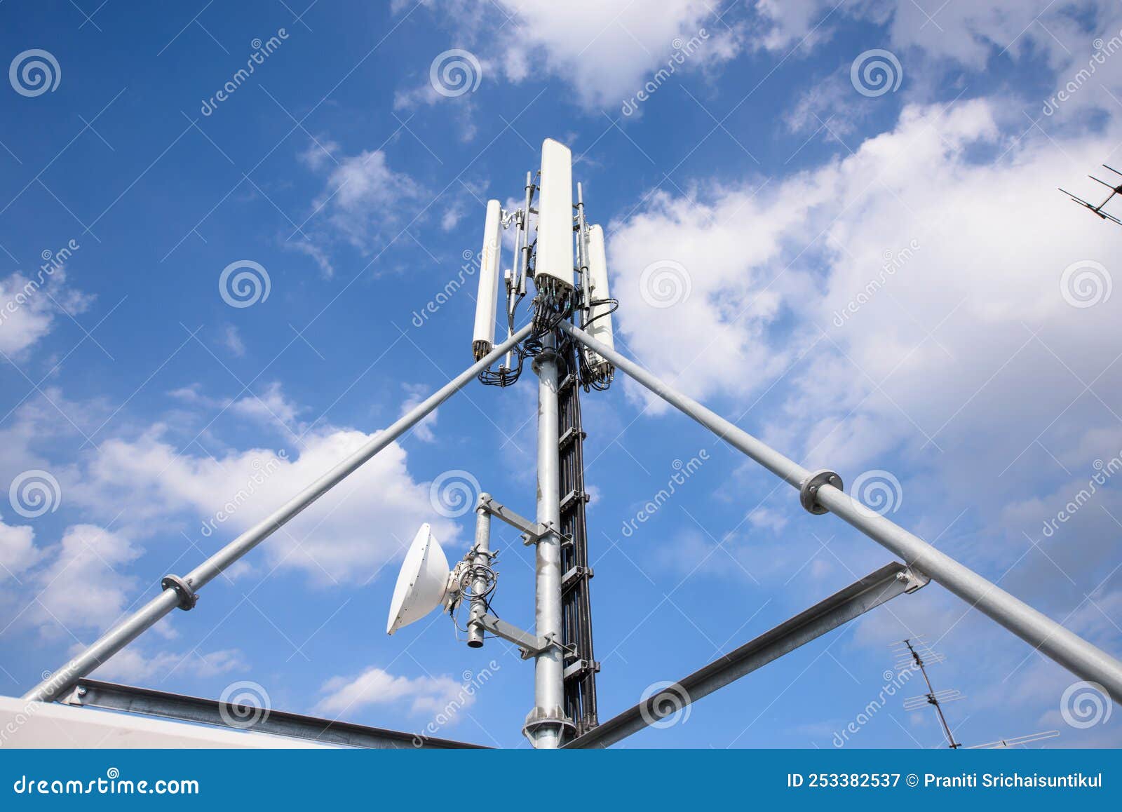Mobile Phone Mast Antenna and Blue Sky Stock Image - Image of ...