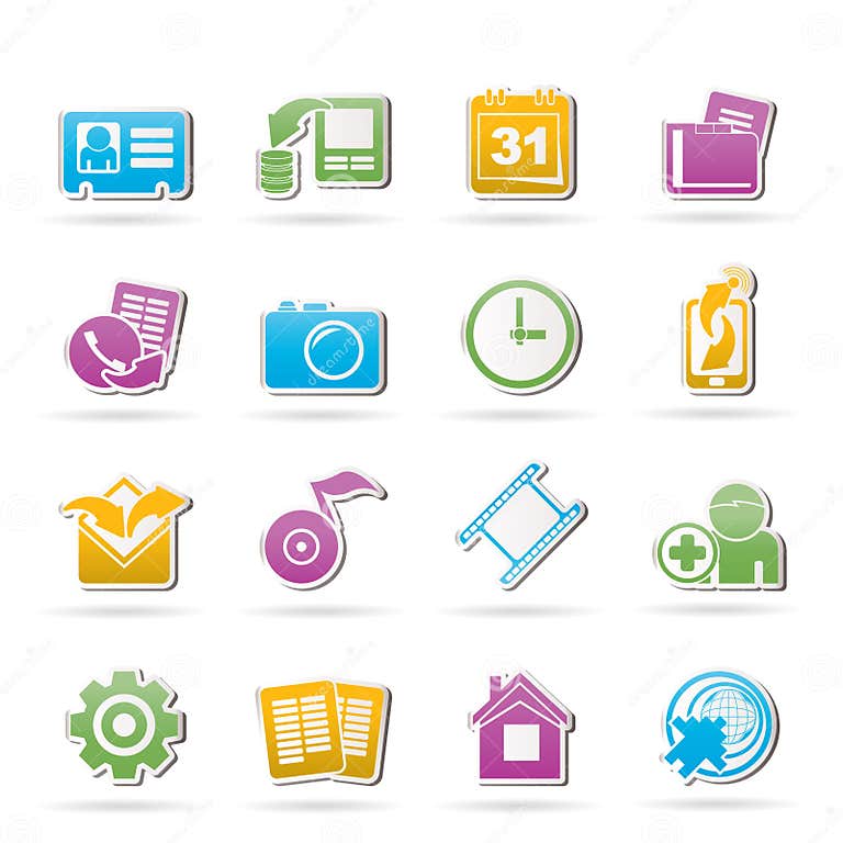 Mobile phone menu icons stock vector. Illustration of contact - 21123554