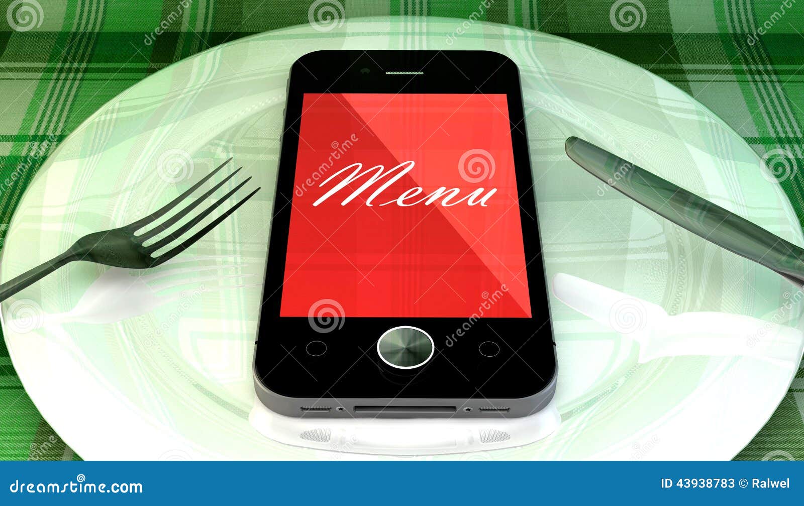 Mobile Phone with Menu Text, on a Plate Stock Image - Image of ...