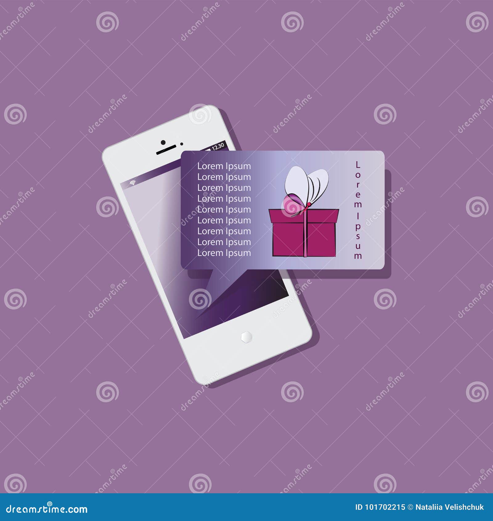Mobile Phone and Message with Gift. Stock Vector - Illustration of ...