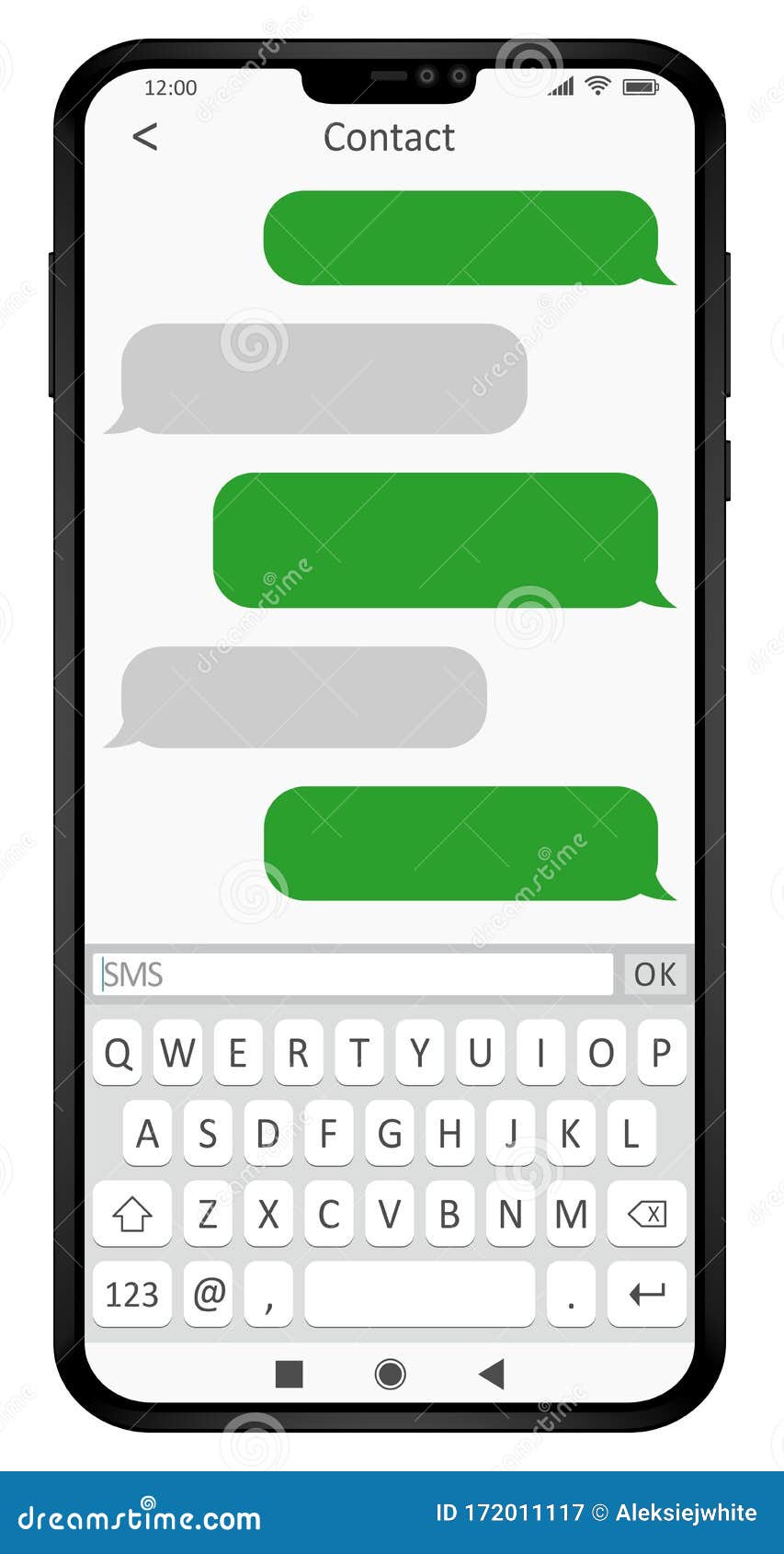 Mobile Phone Mockup Chat Application Vector Template, Screen with ...