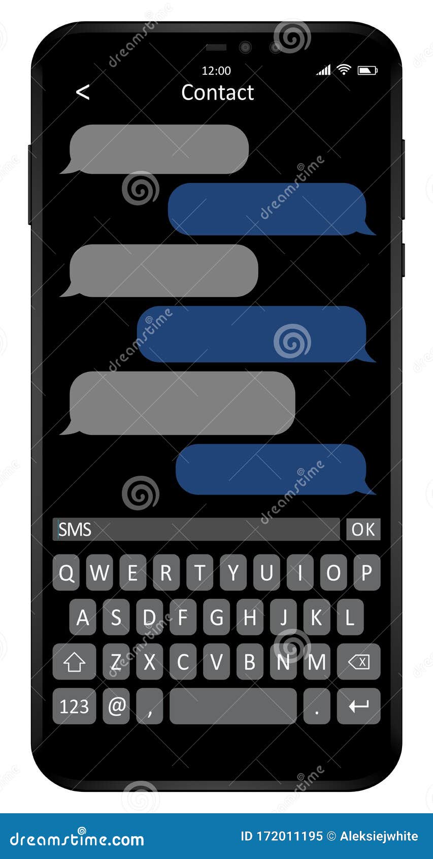 Mobile Phone Mockup Chat Application Vector Template, Screen with ...