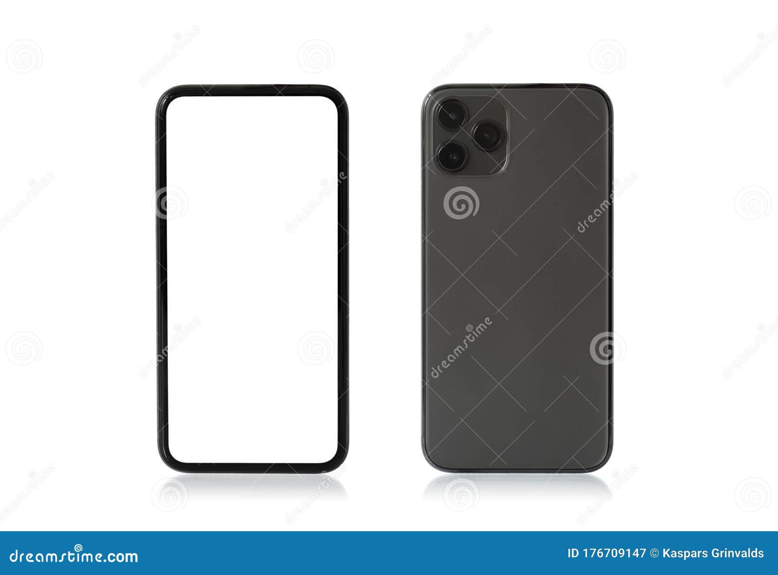 Mobile Phone Mockup, Front and Back Sides Stock Image - Image of phone ...
