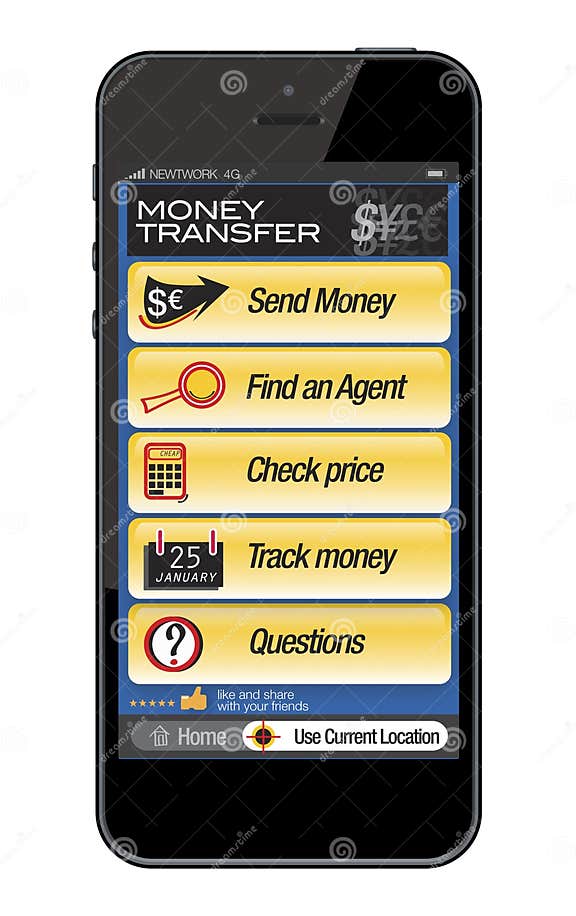 Mobile Phone - Money Transfer Stock Illustration - Illustration of ...