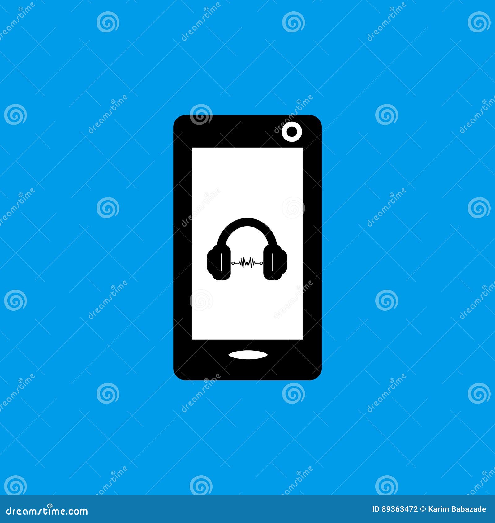 Mobile Phone Music Flat Icon Stock Vector - Illustration of smartphone ...