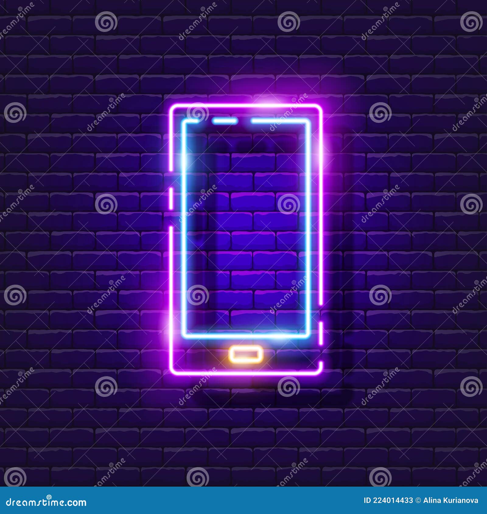 Mobile Phone Neon Sign. E-Learning Glowing Icon. Vector Illustration ...