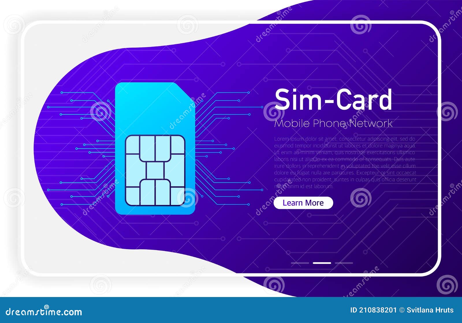 Mobile Phone Network Logo Sim Card on Browser Window and Gradient ...