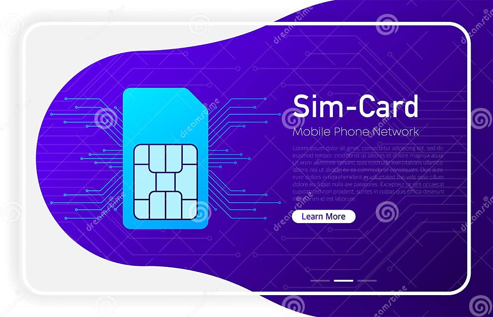 Mobile Phone Network Logo Sim Card on Browser Window and Gradient ...