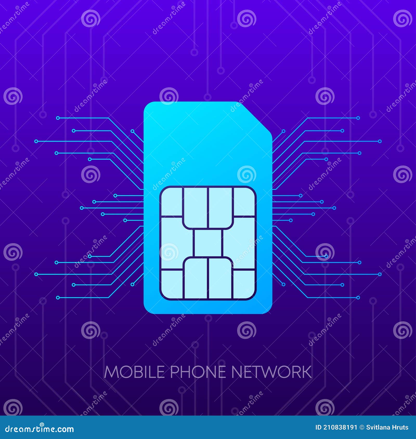 Mobile Phone Network Logo Sim Card on Gradient Abstract Background ...