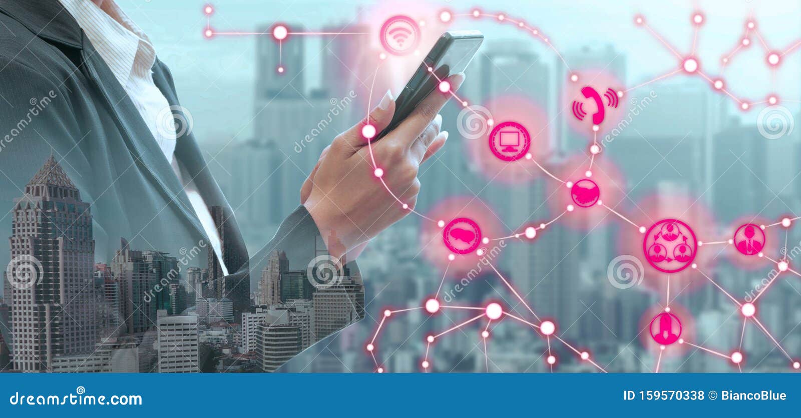 Mobile Phone and Wireless Communication Concept Stock Photo - Image of ...