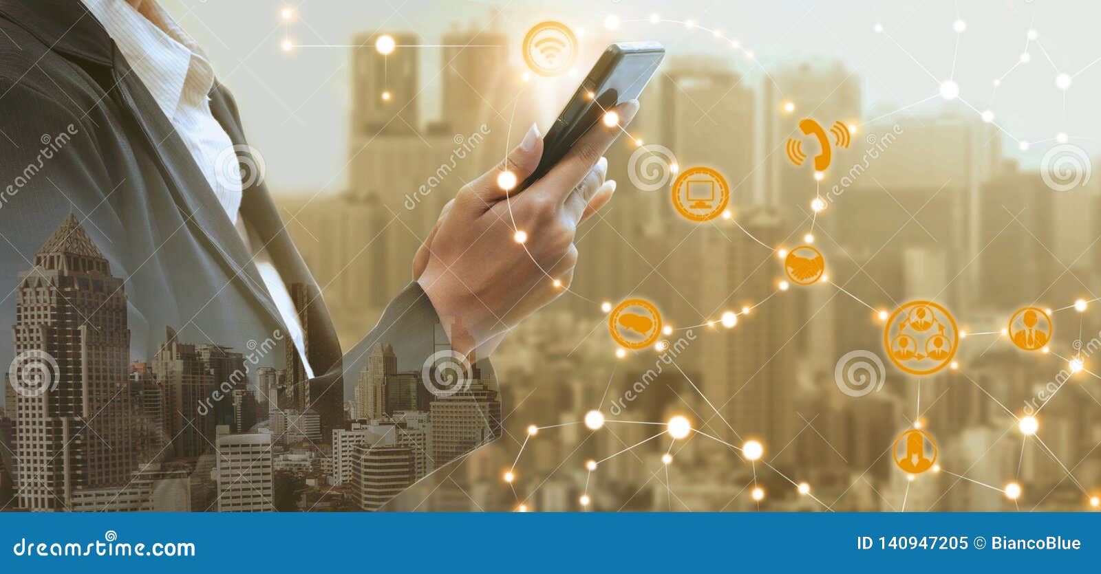 Mobile Phone Network and Wireless Communication Concept Stock ...