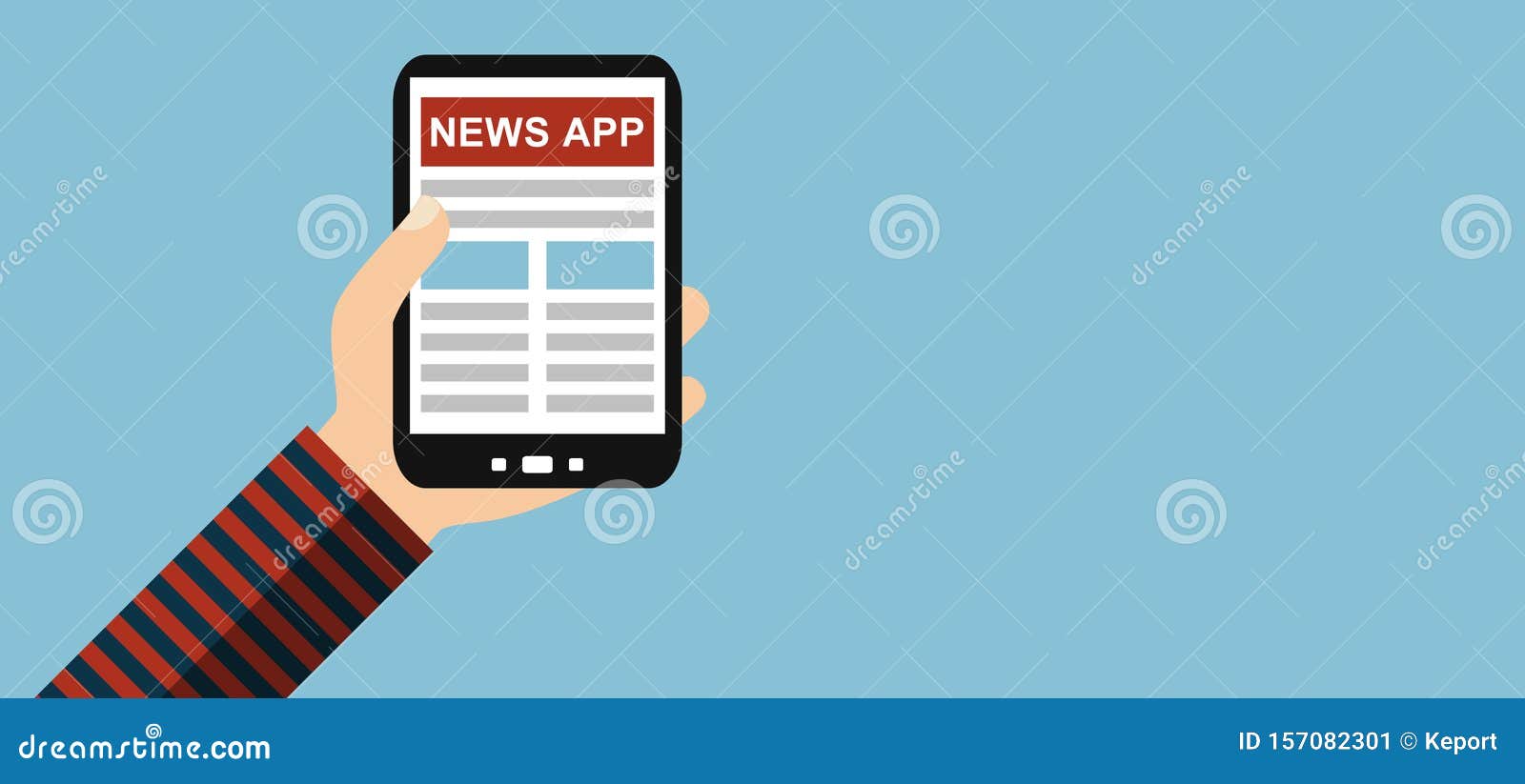 Mobile Phone: News App - Flat Design Stock Illustration - Illustration ...