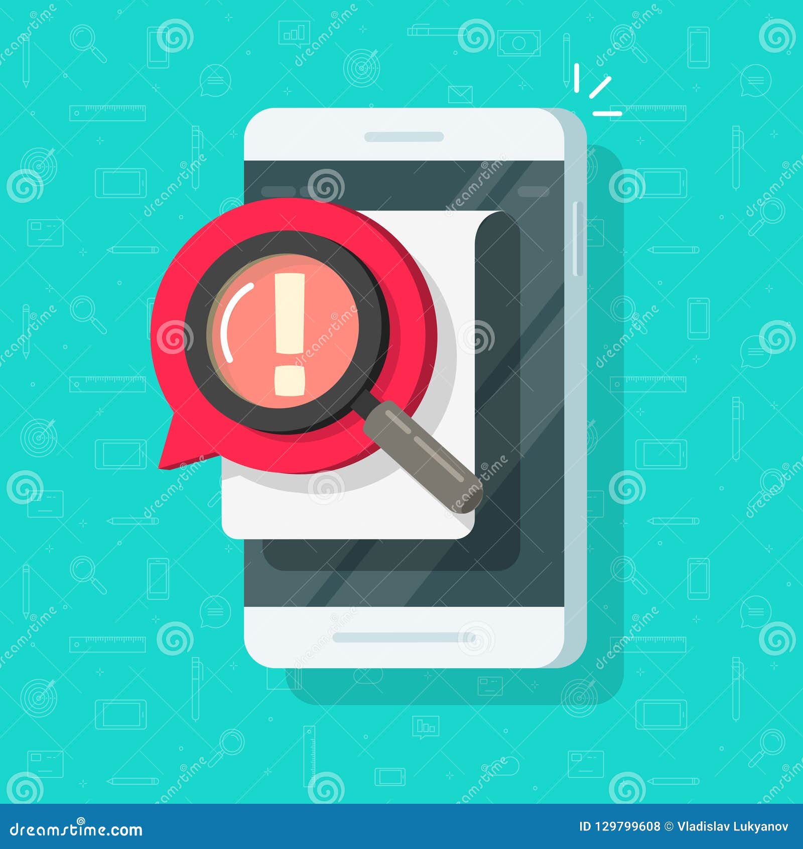 Mobile Phone with Notification Error Alert Vector Illustration, Flat ...