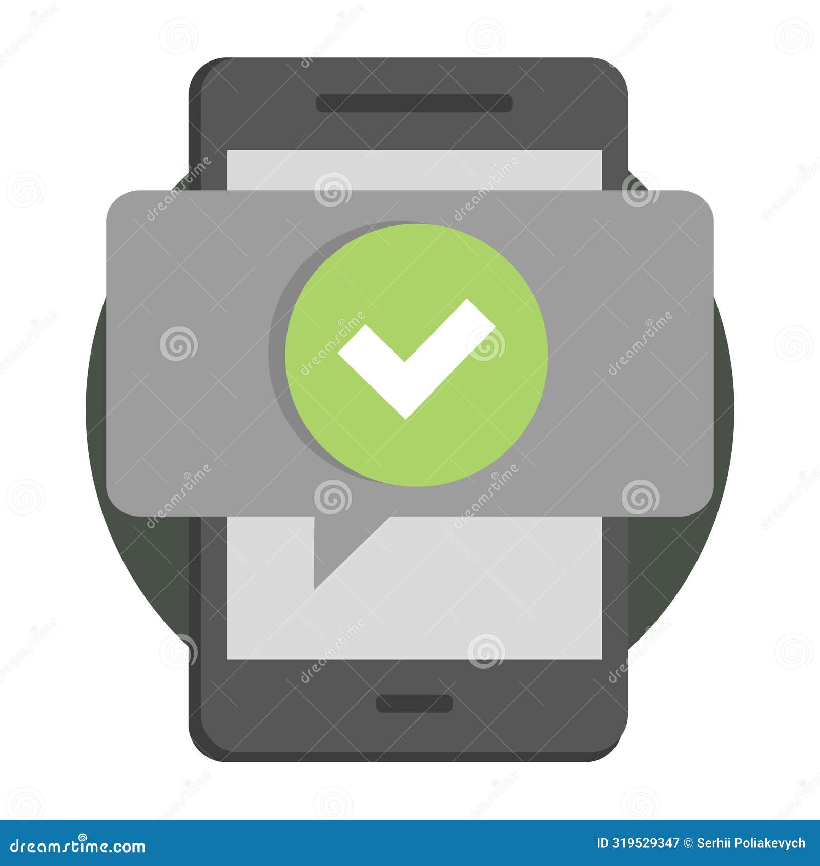 Mobile Phone Notification Vector Icon. Smartphone with Check Mark ...