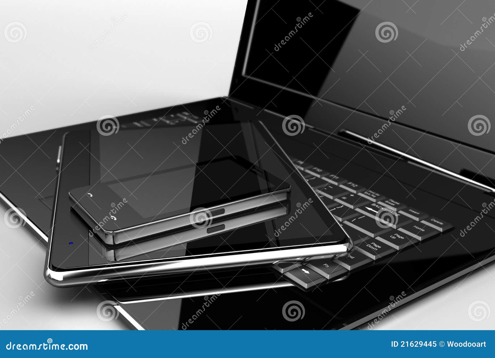 Mobile Phone with Pad and Laptop Stock Illustration - Illustration of ...