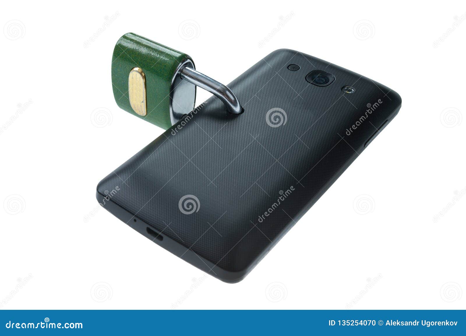 Mobile Phone with a Padlock Isolated Stock Photo - Image of phone ...
