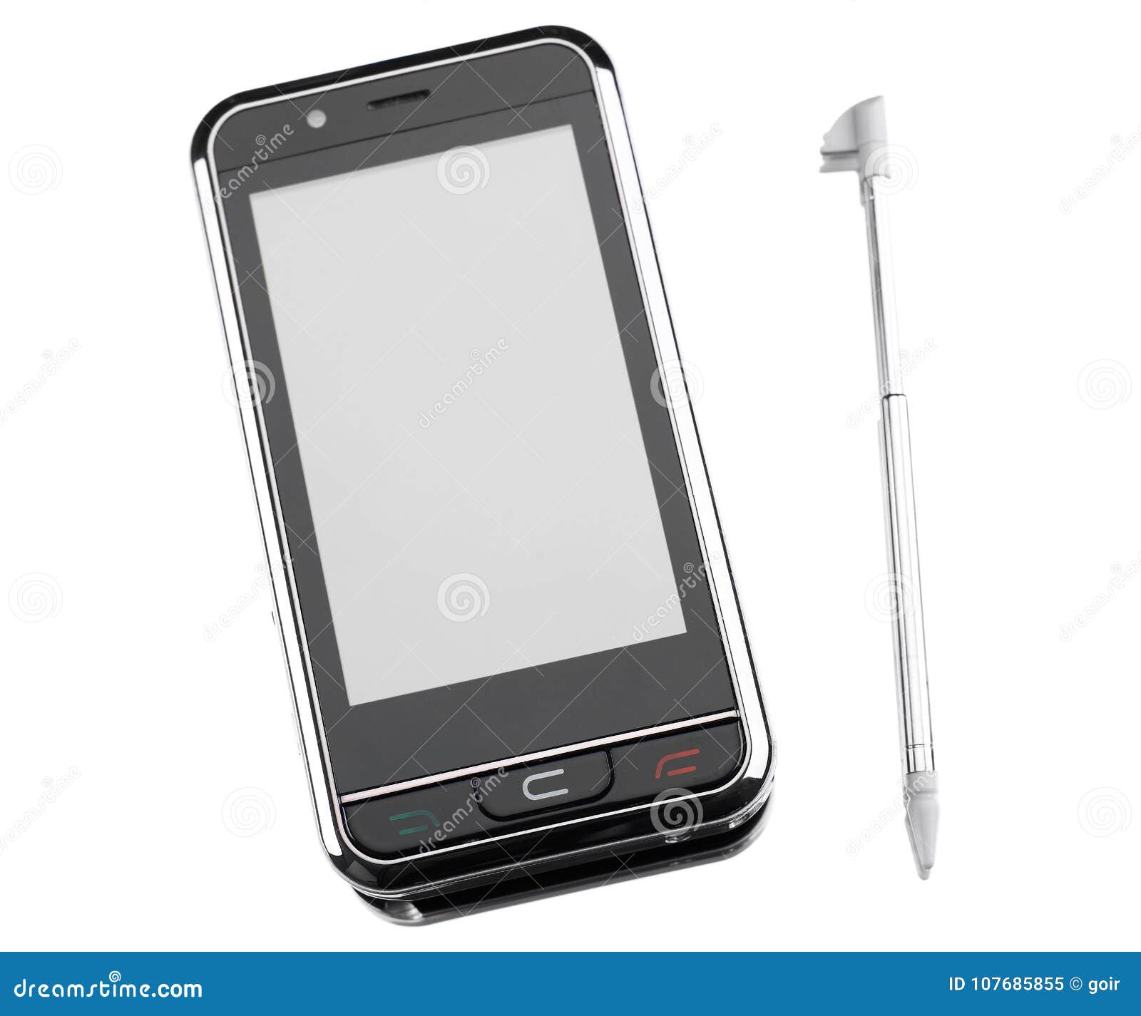 Mobile phone and pen stock image. Image of information - 107685855
