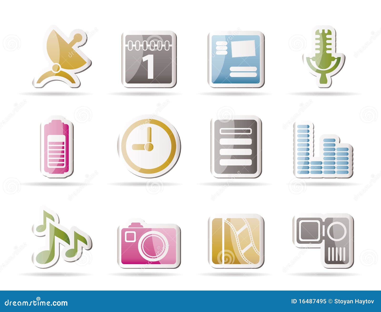 Mobile Phone Performance Icons Stock Vector - Illustration of clock ...