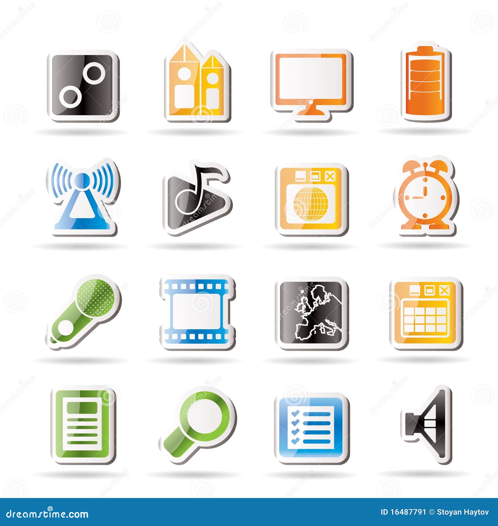 Mobile Phone Performance, Internet Icons Stock Vector - Illustration of ...