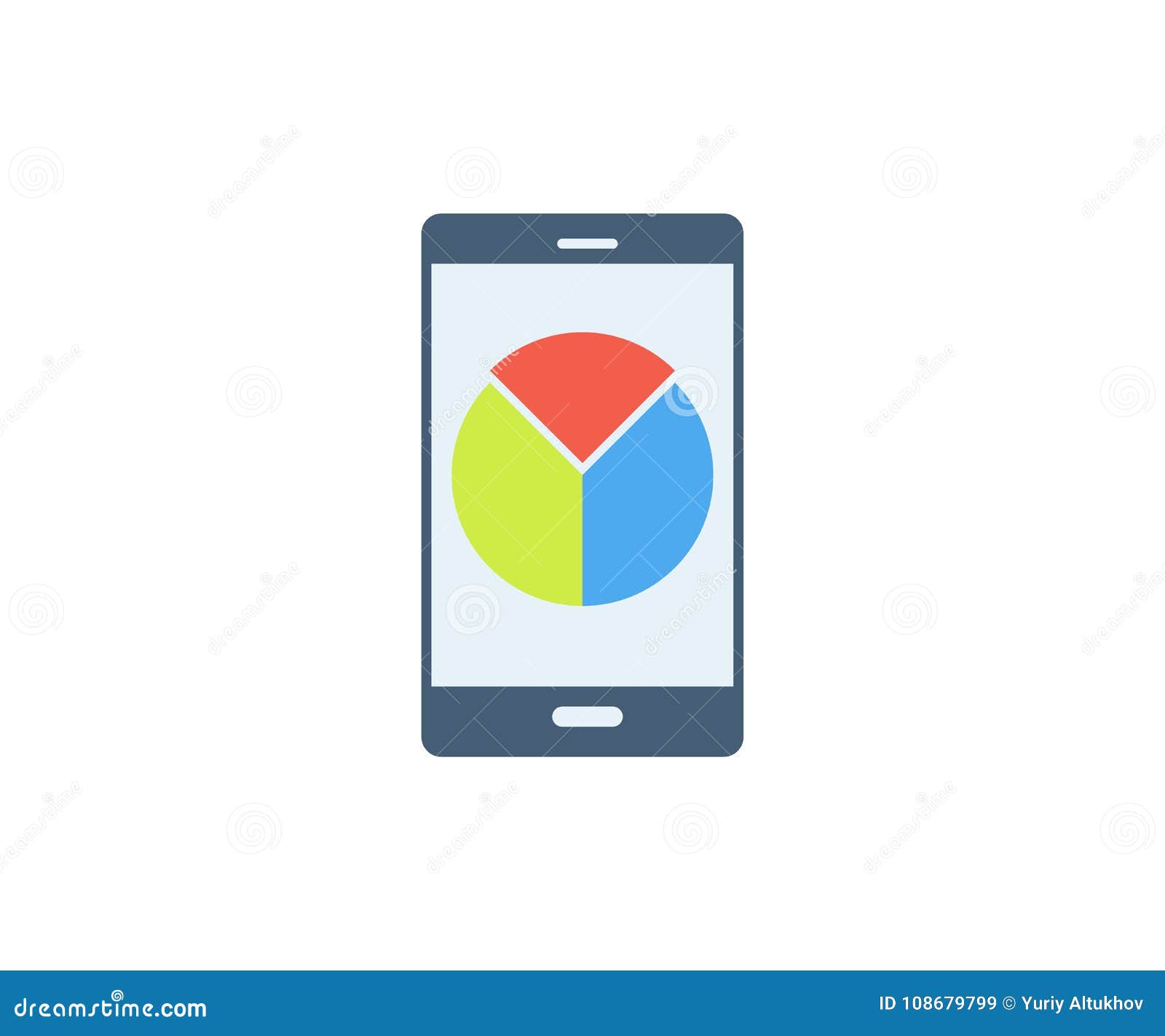 Mobile Phone with Pie Chart Icon. Vector Illustration in Flat ...