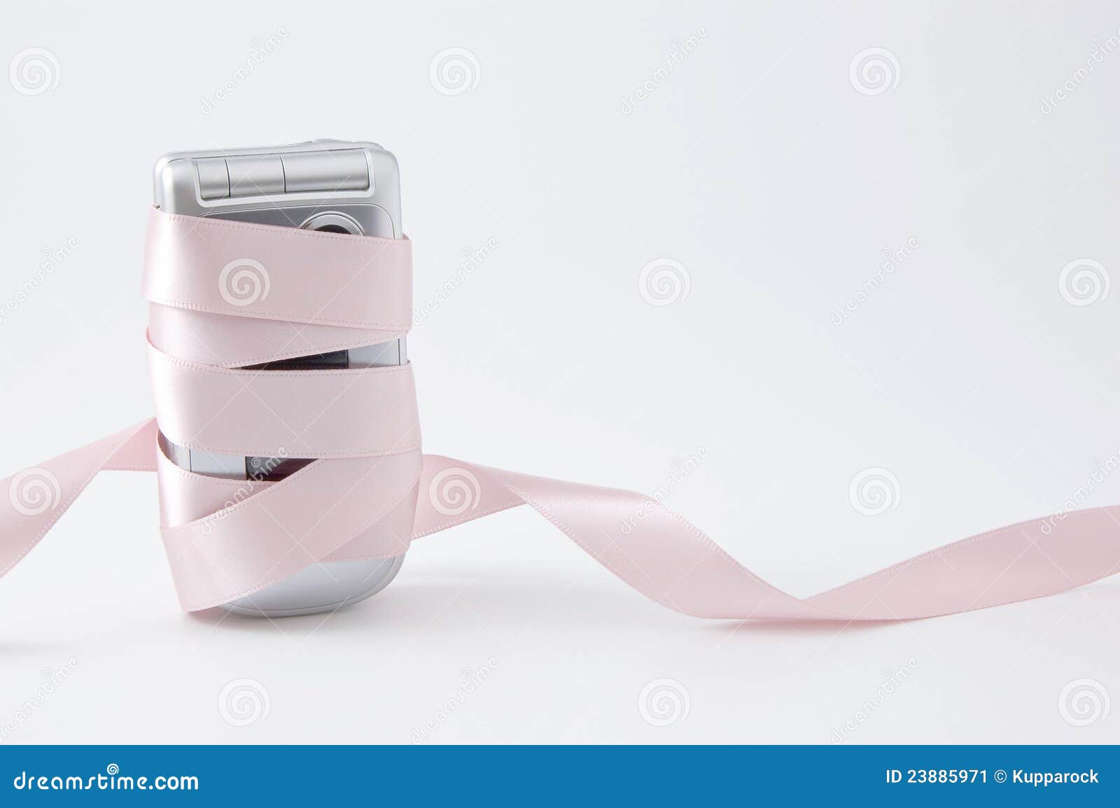 Mobile Phone and Pink Ribbon Stock Image - Image of fabric, front: 23885971